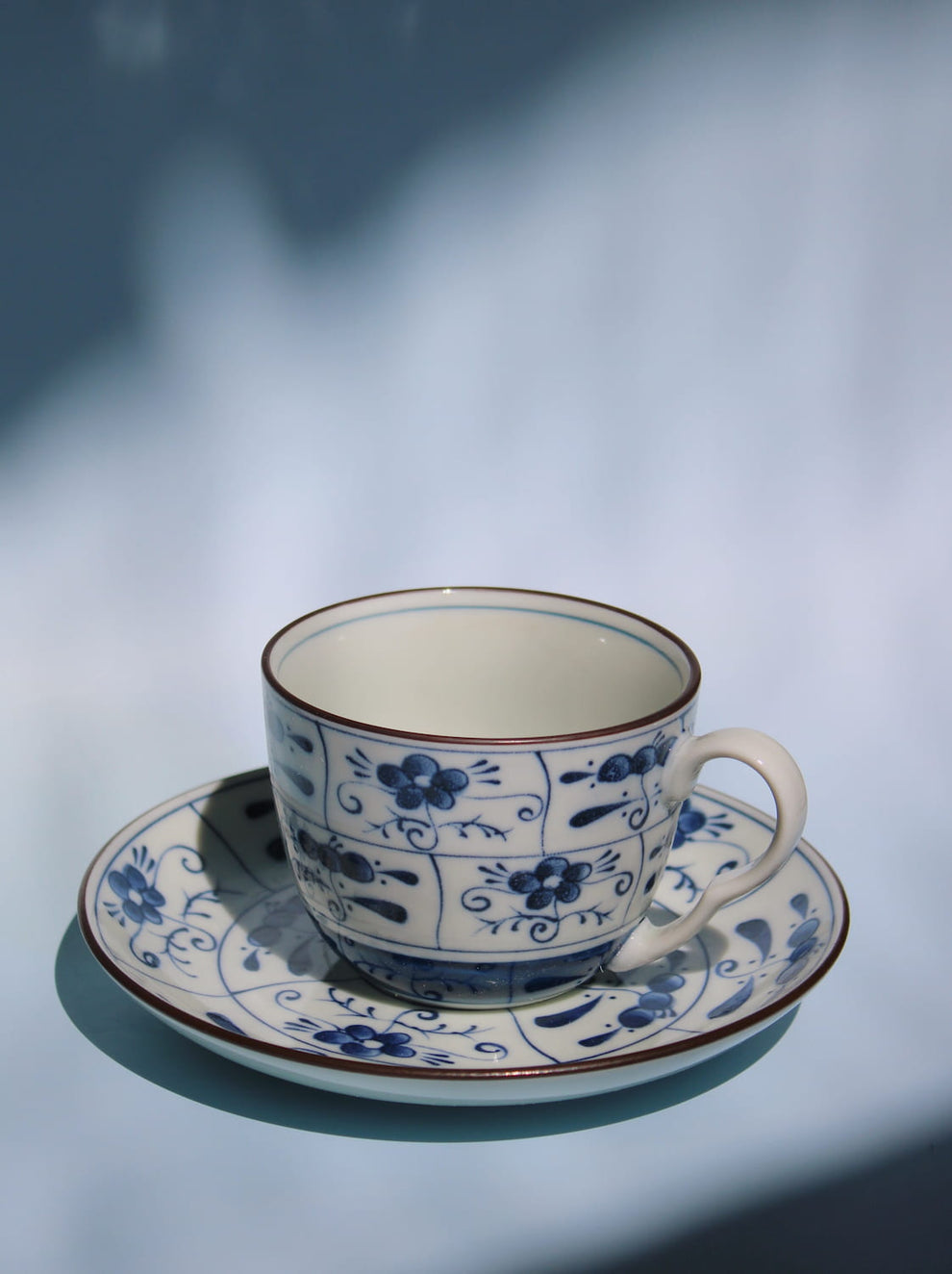 Sienna Cup and Saucer – Hand-Painted Indigo Porcelain Tea Set – Mimo ...